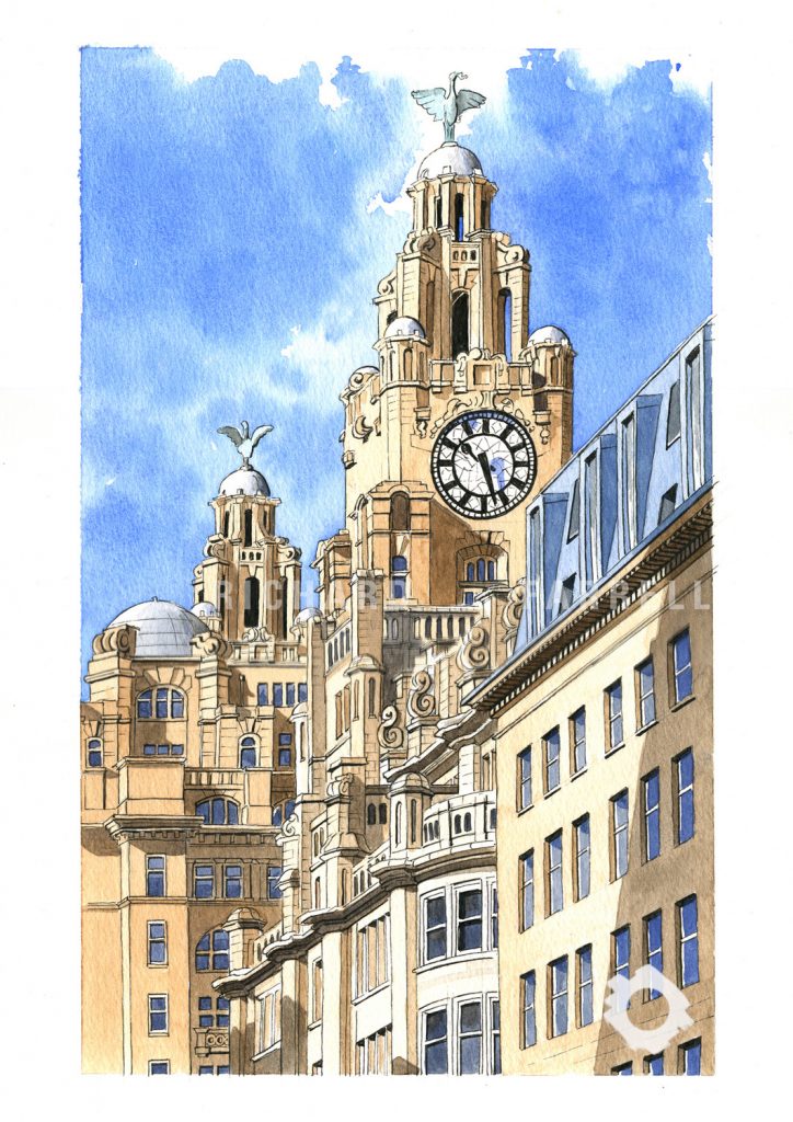 The Liver Building from Water Street • dot-art