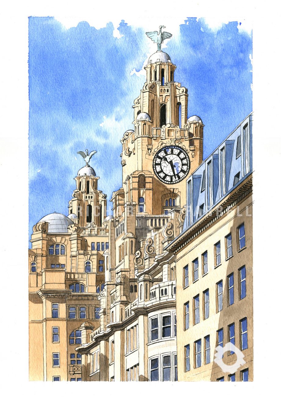 The Liver Building from Water Street • dot-art